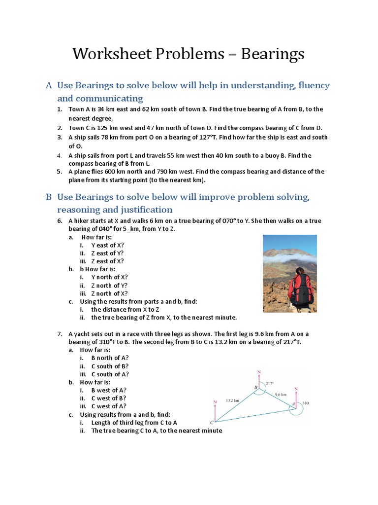 Worksheet Problems - Bearings | PDF | Compass | Navigation