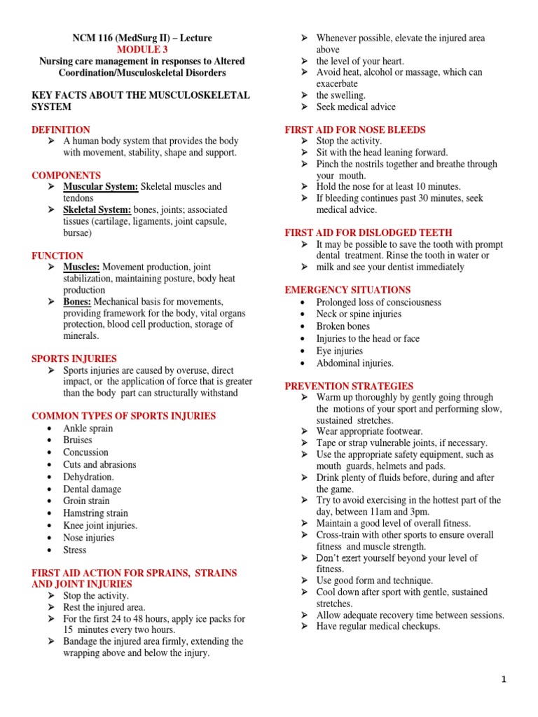 Musculoskeletal Care and Injury Management | PDF | Human ...