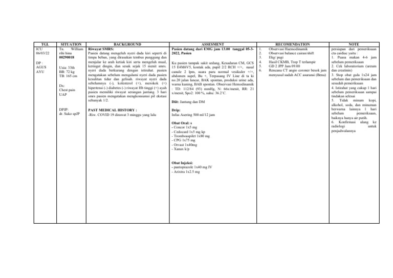 Sbar 5-3-22 DP Agus Ayu | PDF