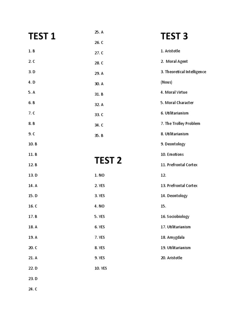 Ethics Exam Answers | PDF