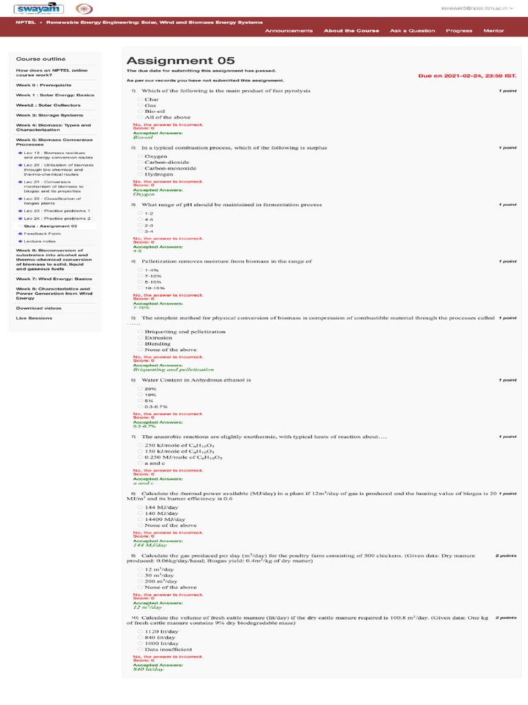 Noc21 Ch11 Assignment Week 5 | PDF