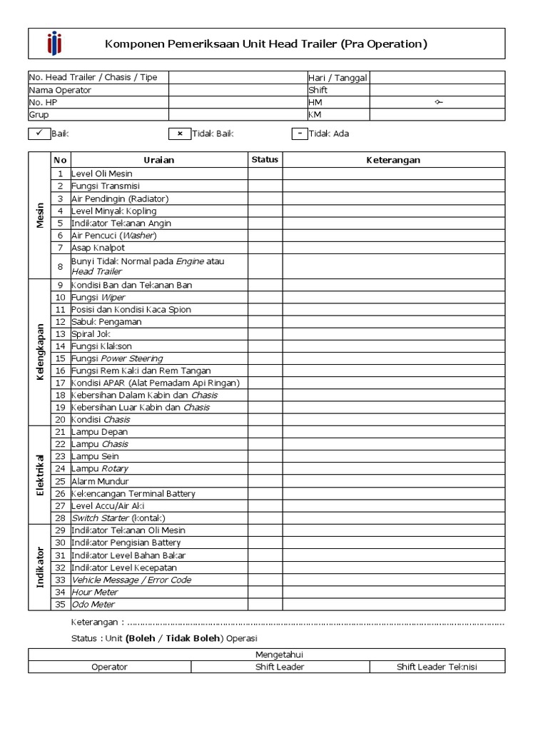Form Pengecekan Alat Pra Operasi | PDF