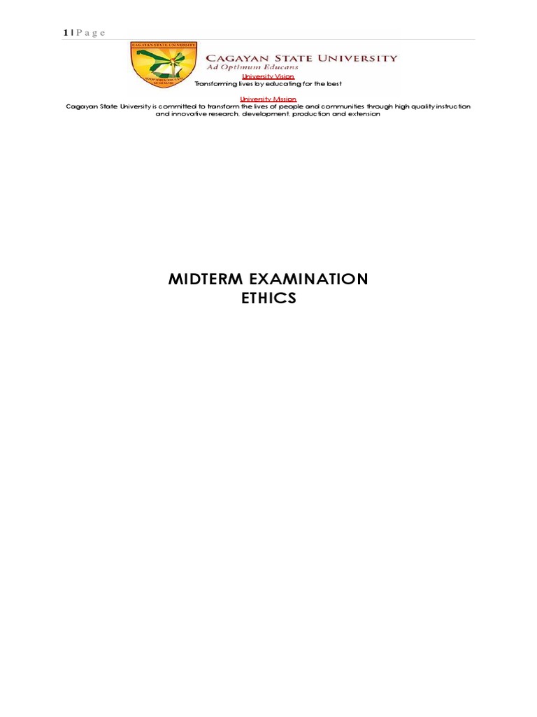 ETHICS Midterm Exam and Recitation | PDF | Virtue | Natural Law