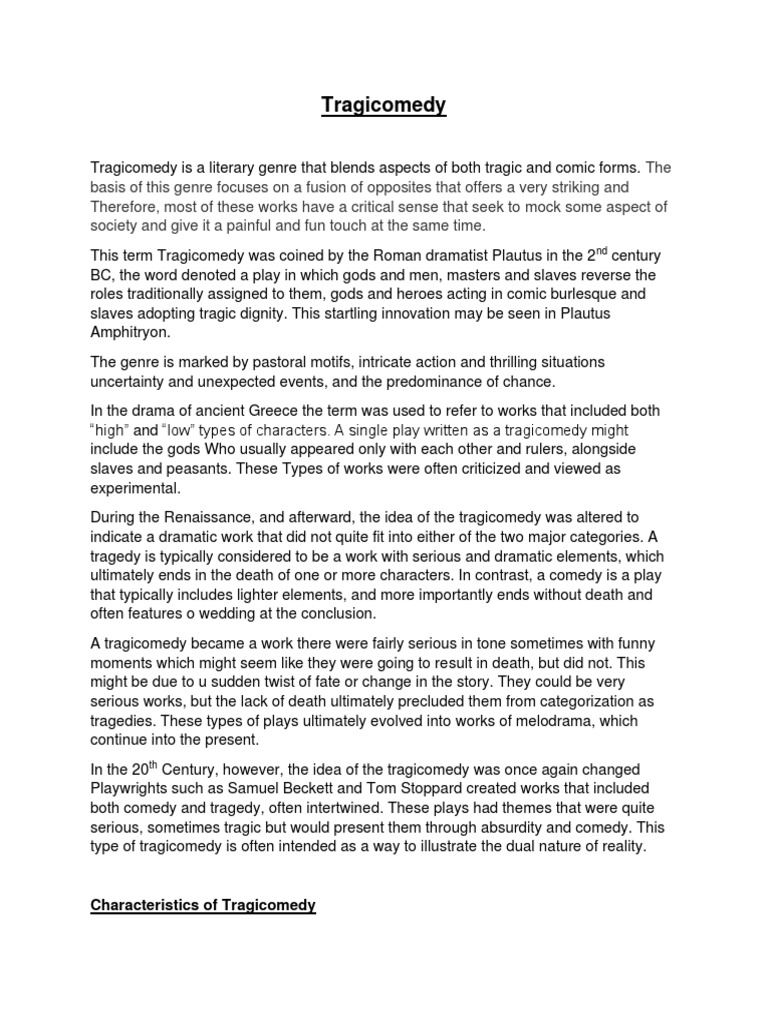 Characteristics of Tragicomedy | PDF | Tragedy