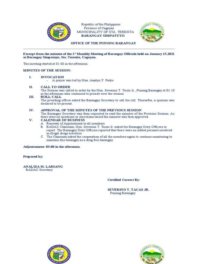 Badac Minutes 2021 | PDF | Quorum | Public Law