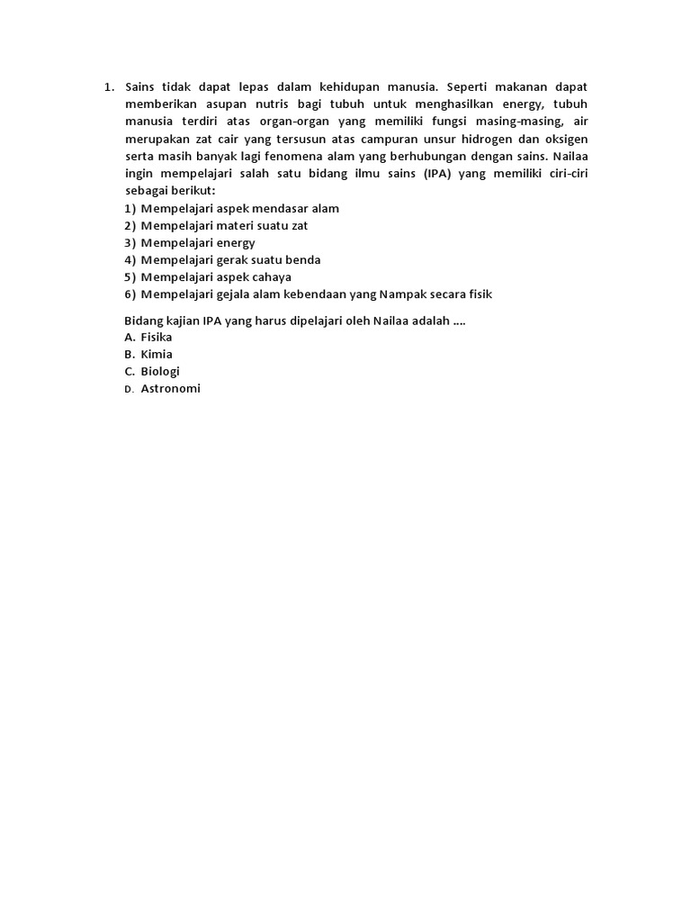 Soal - Ipa | PDF | Metode & Bahan Ajar | Griya & Taman