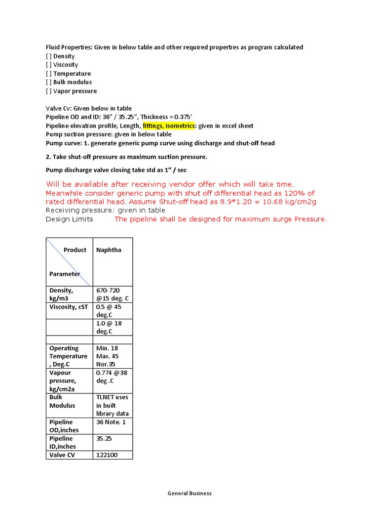 Inputs For Surge Analysis | PDF