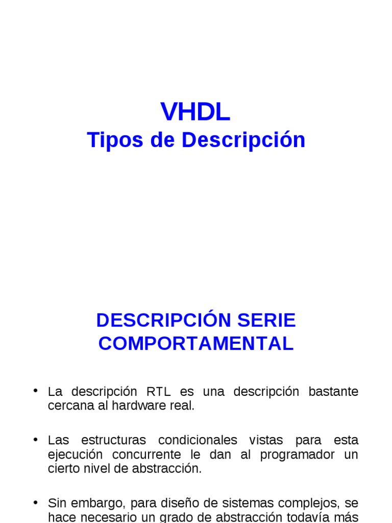 VHDL - Descripción Serie Comportamental | PDF | Vhdl | Lenguaje de ...