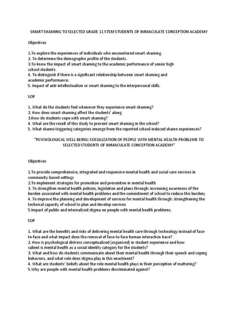 Research (Obj 0sop) | PDF | Mental Health | Shame