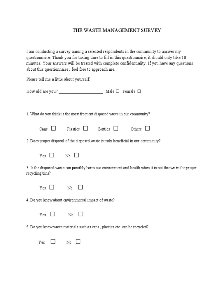 SURVEY QUESTIONNAIRE | PDF