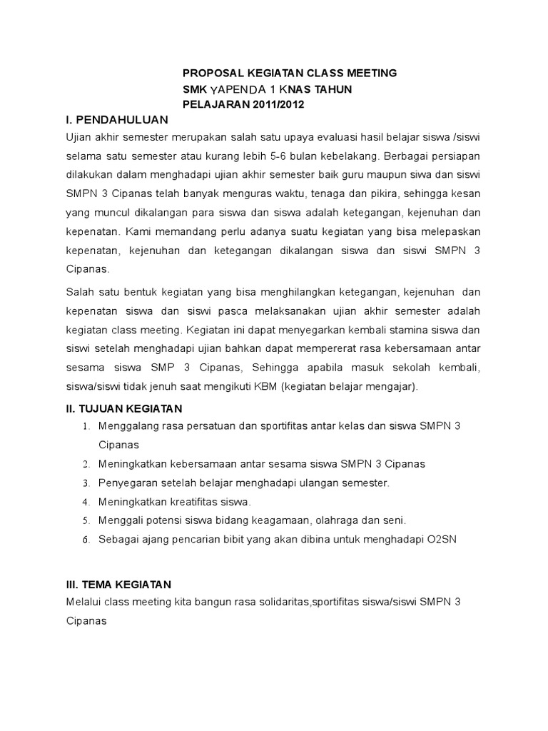 Proposal Class Meeting | PDF