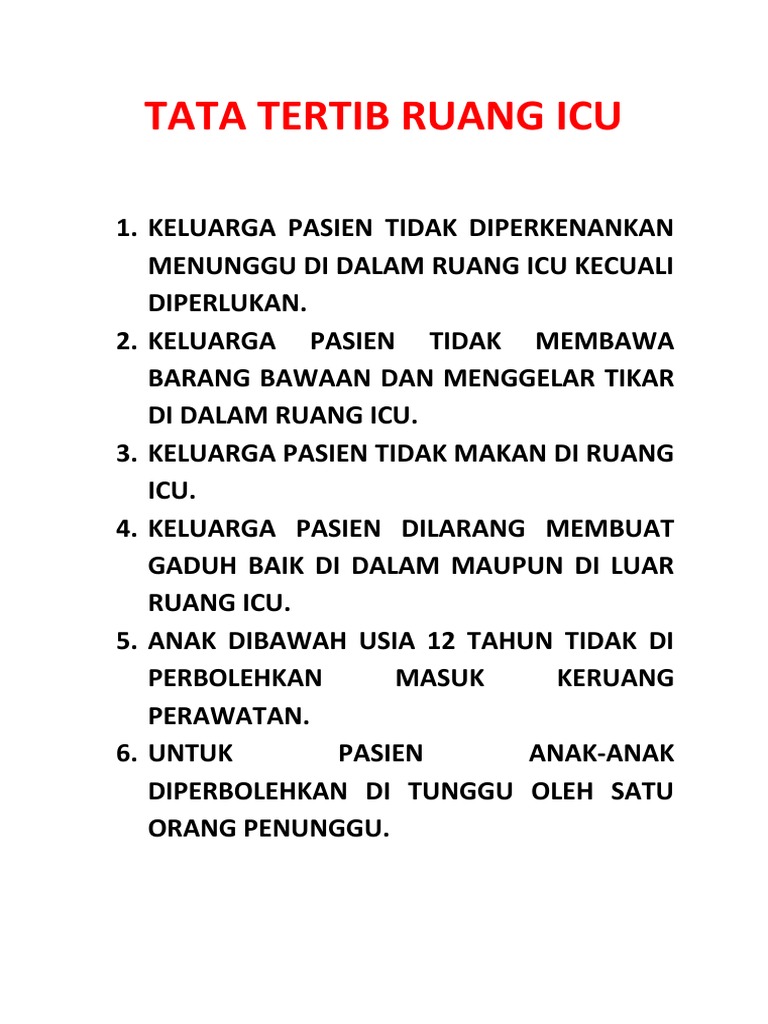 Tata Tertib Ruang Icu | PDF
