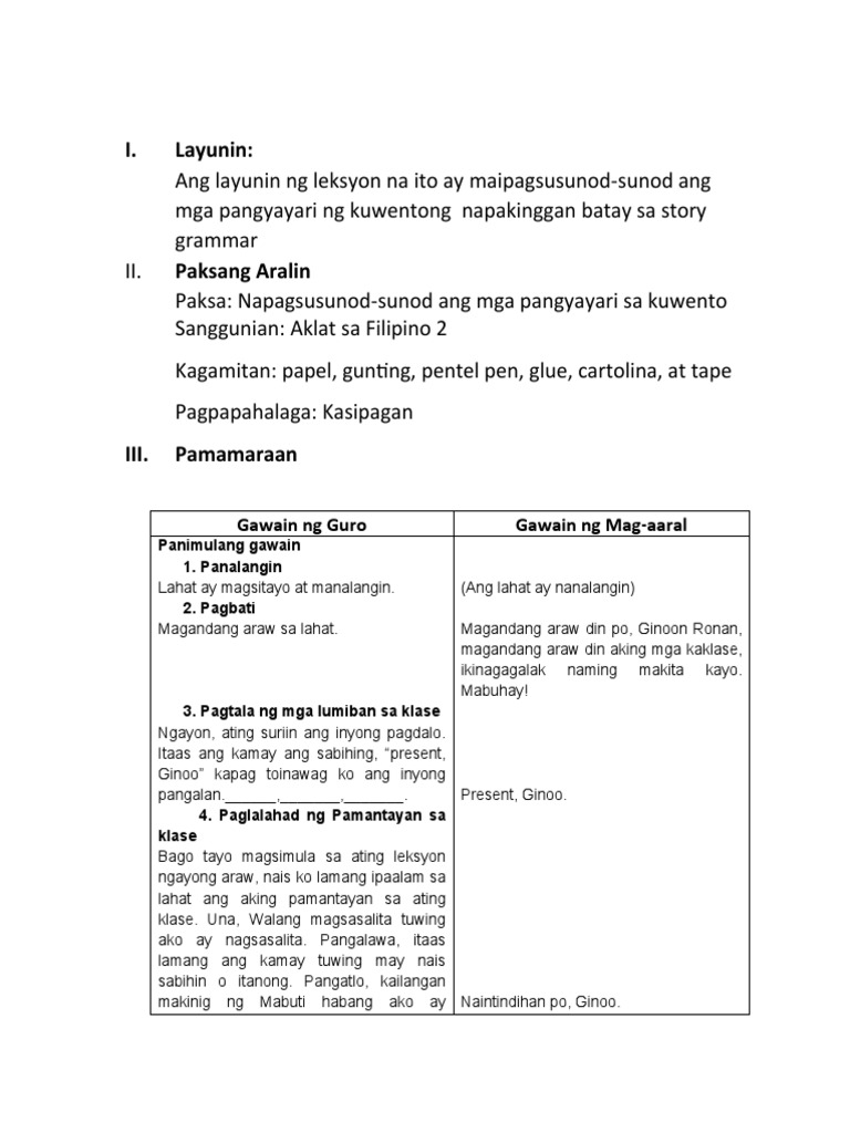 Detailed Lesson Plan in Filipino | PDF