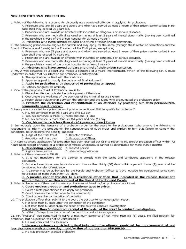 8 Non Institutional Correction | PDF | Probation | Parole