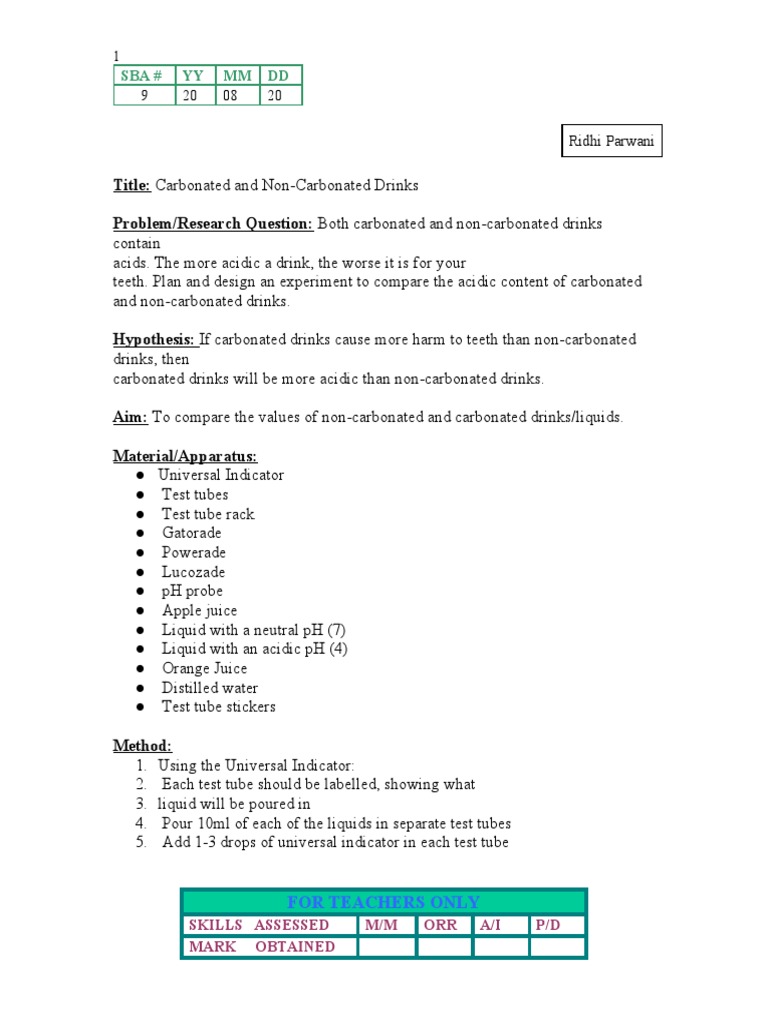 Chem Sba#9 | PDF | Drink | Soft Drink