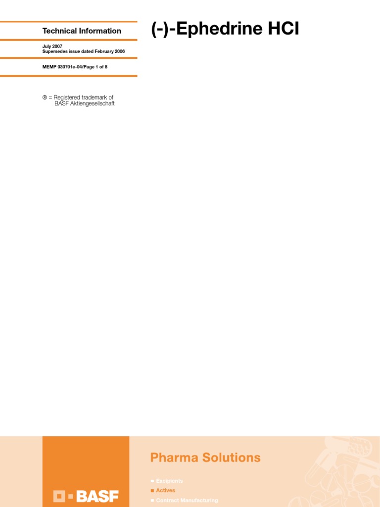 Ephedrine HCL | PDF | Tablet (Pharmacy) | Chemical Substances