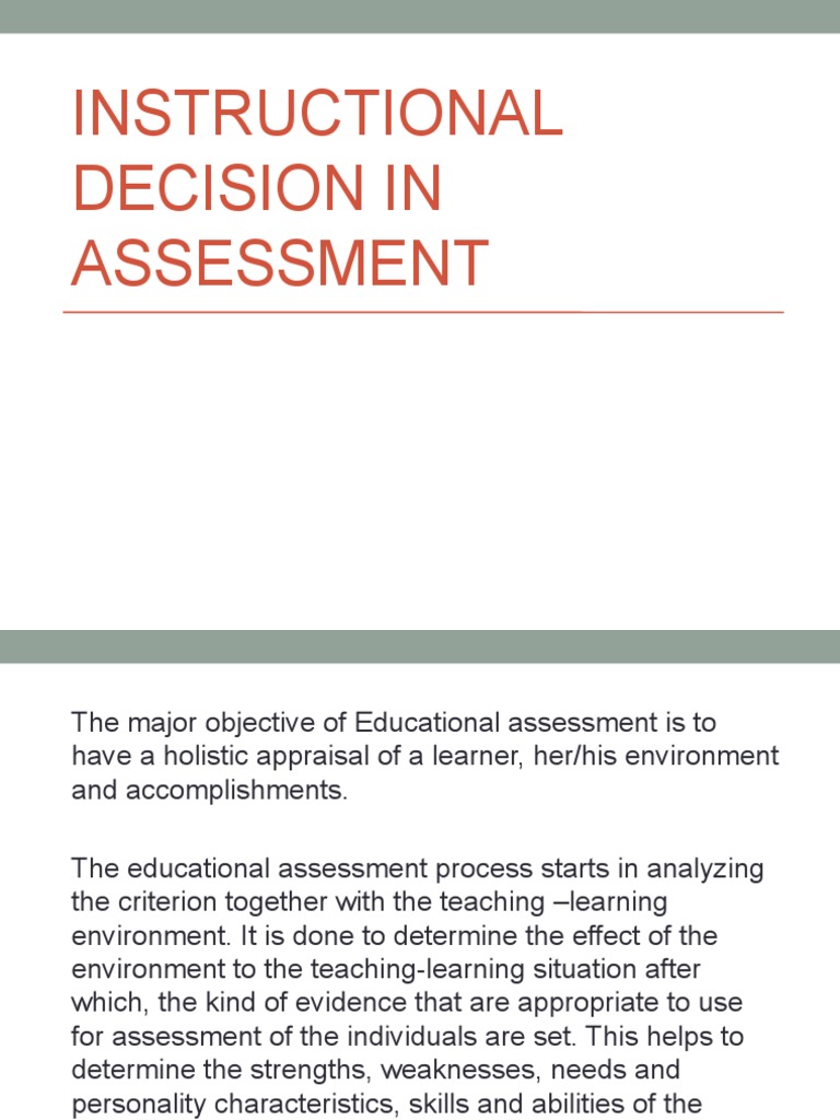 Lesson 3 - Instructional Decision in Assessment | PDF | Educational ...