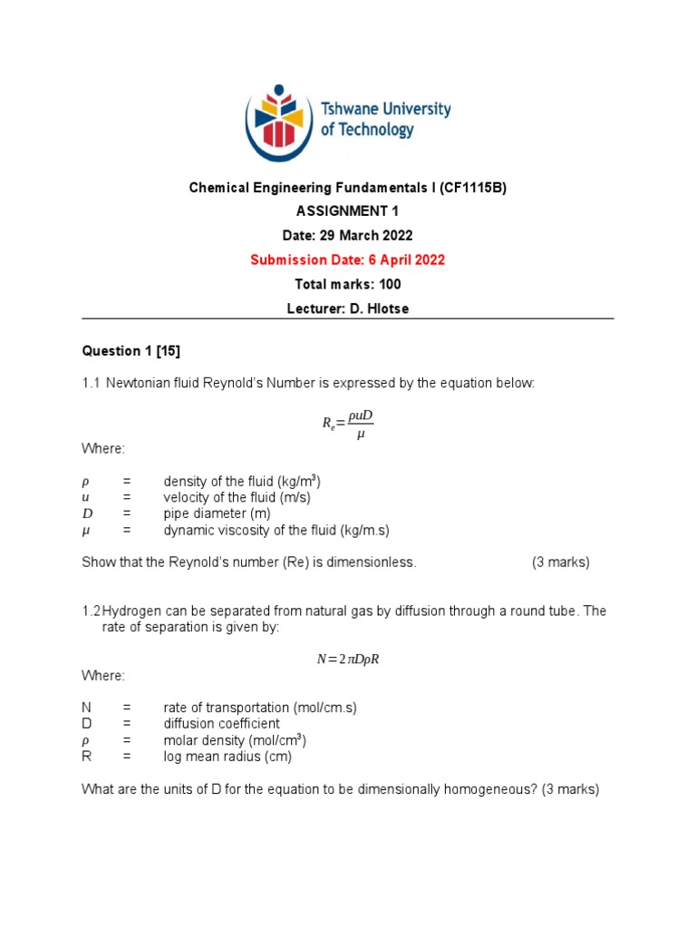 Assignment 1 2022 | PDF | Gases | Diffusion