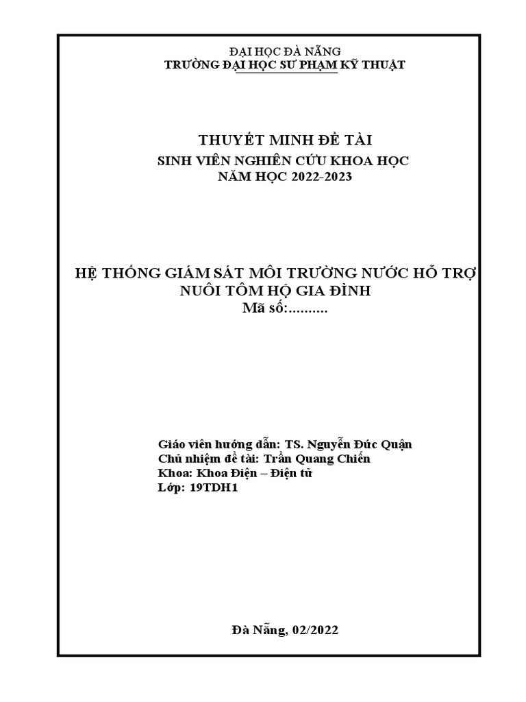 Thuyet Minh de Tai NCKH 2021 | PDF