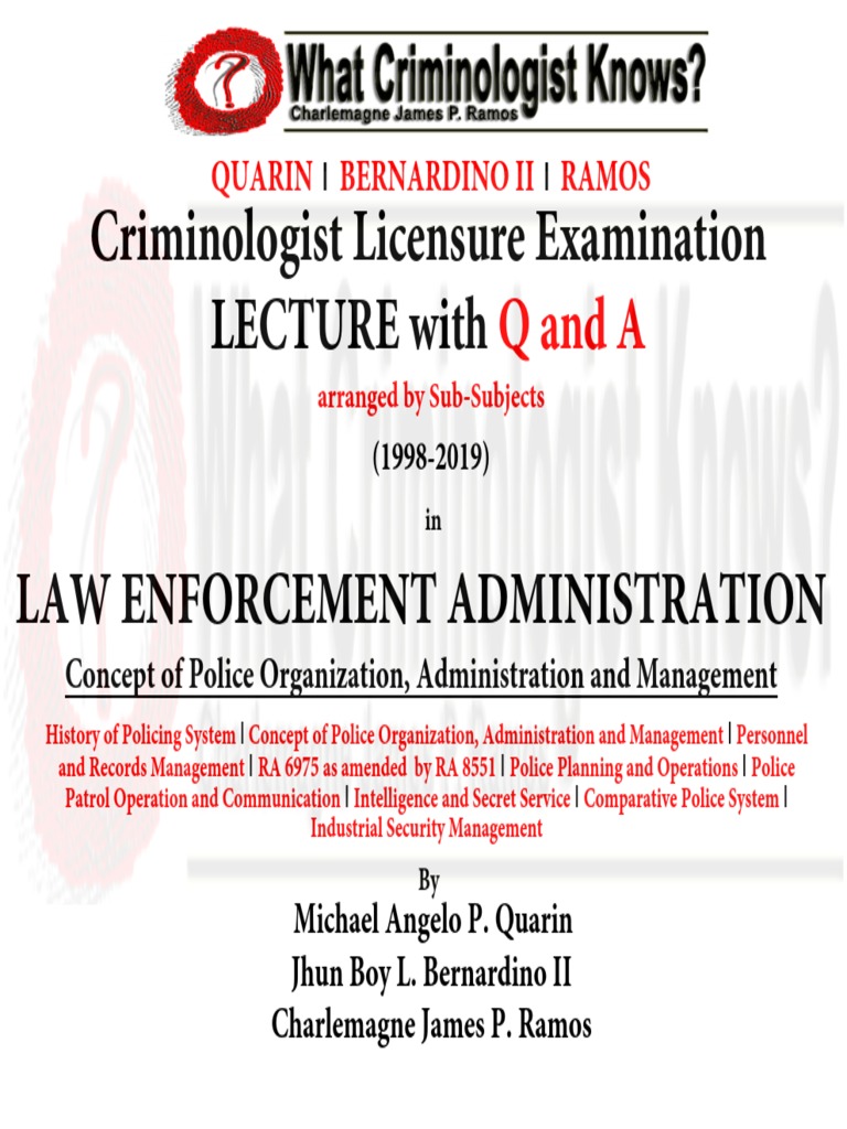 Lecture and Q and A Series in Principles of Police Organization | PDF ...