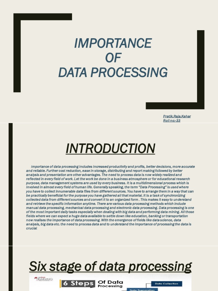 Topic Importance of Data Processing | PDF | Data | Information