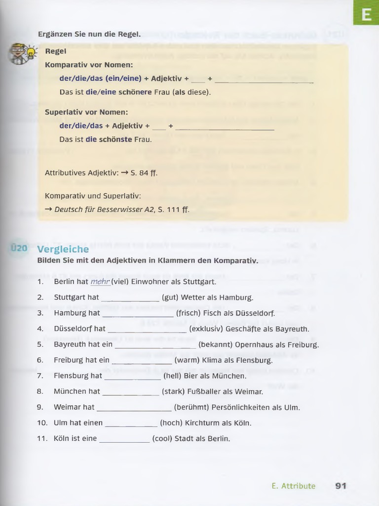 Komparativ Superlativ Vor Nomen (B1-Lek 5) | PDF