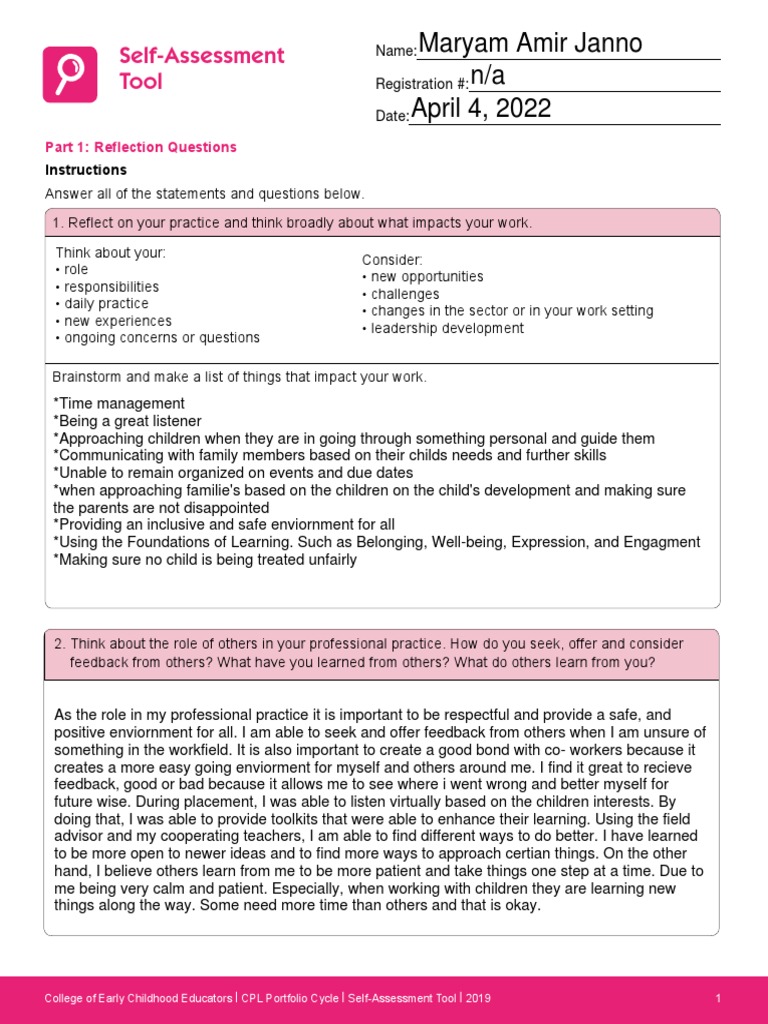 CPL Self Assessment Tool 1 1 PDF Learning Pedagogy