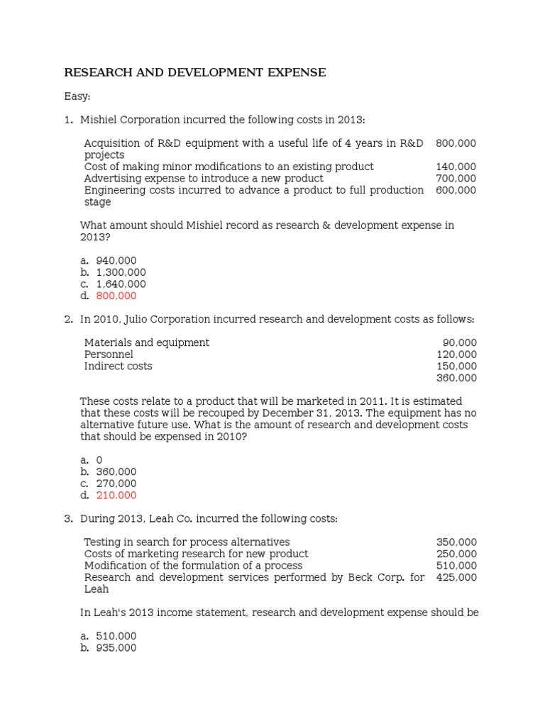 Research and Development Expense | PDF | Expense | Depreciation
