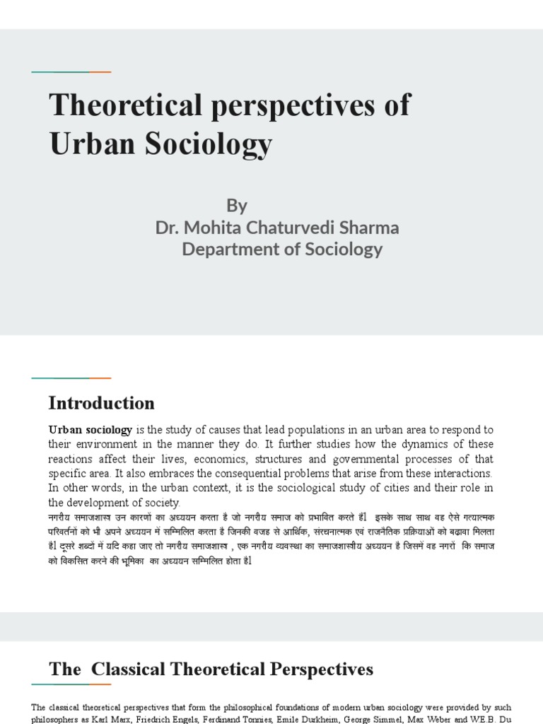 Theoretical Perspectives of Urban Sociology | PDF
