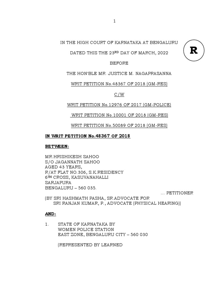 Hrishikesh Sahoo V State of Karnataka | PDF | Rape | Marriage