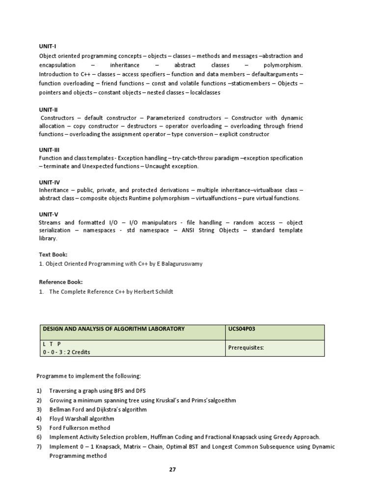 Oops Syllabus Pdf Method Computer Programming Class Computer