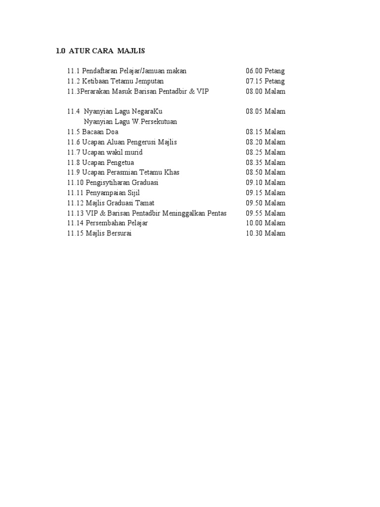 Atur Cara Majlis Graduasi | PDF