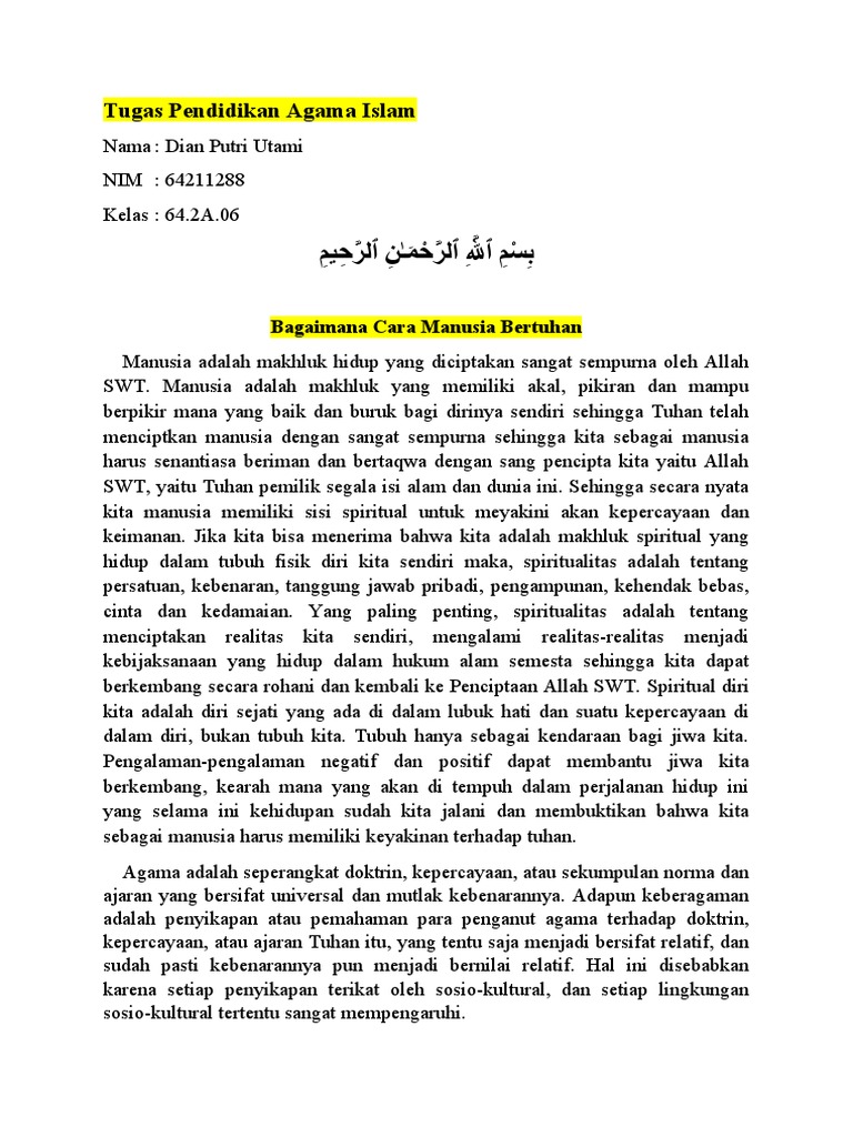 Tugas Pendidikan Agama Islam | PDF