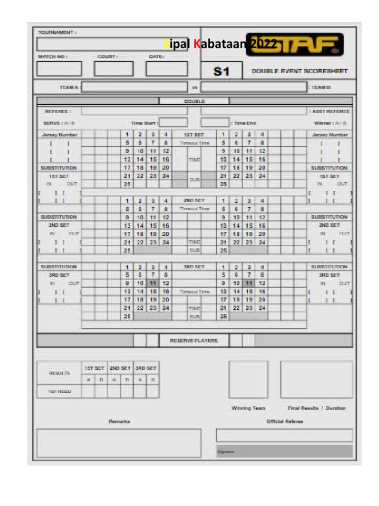 Sepak Score Sheet | PDF