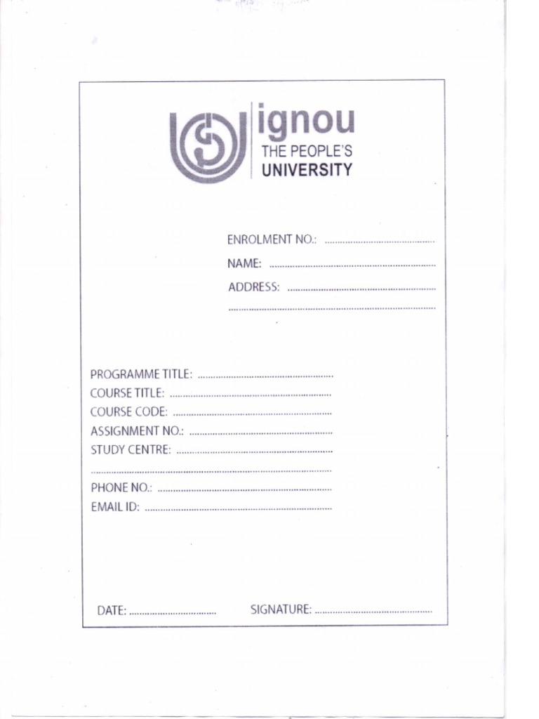 IGNOU Assignment Title Form | PDF