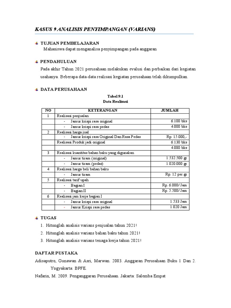 Analisis Varians Anggaran 2021 | PDF