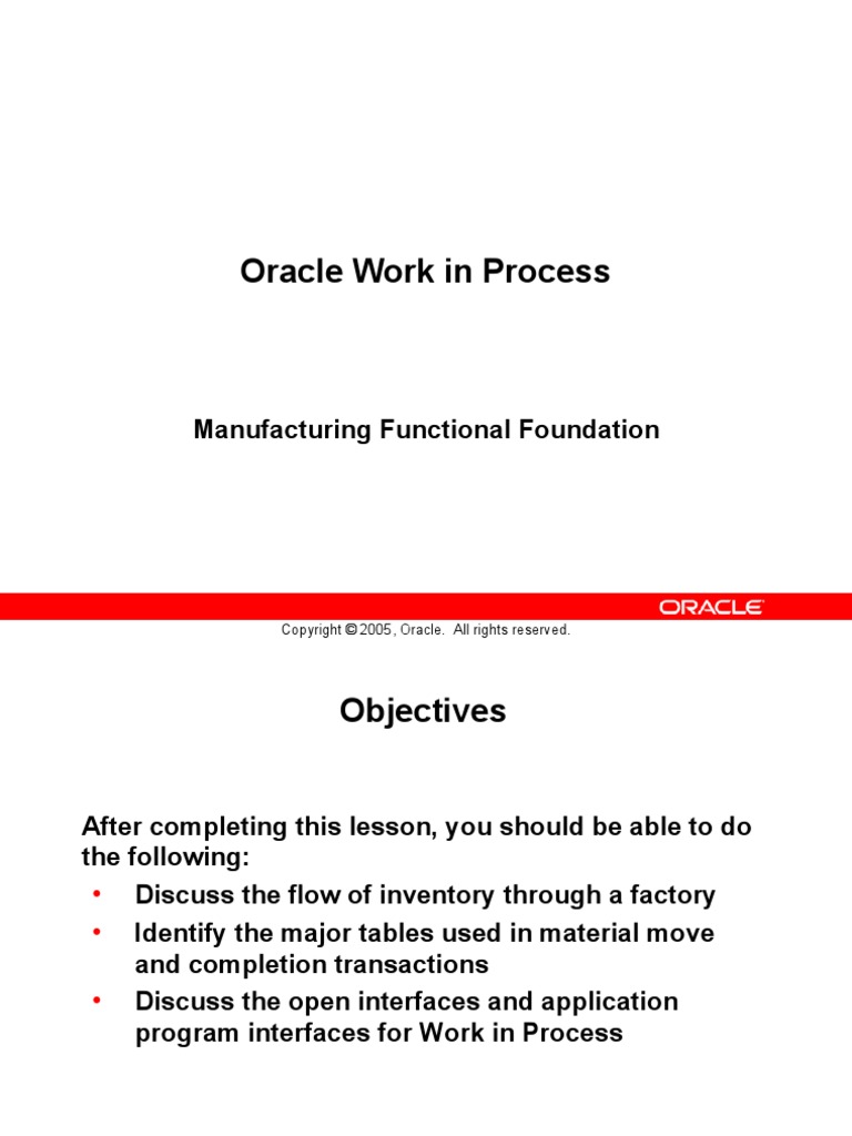 Oracle Work in Process: Manufacturing Functional Foundation | PDF ...