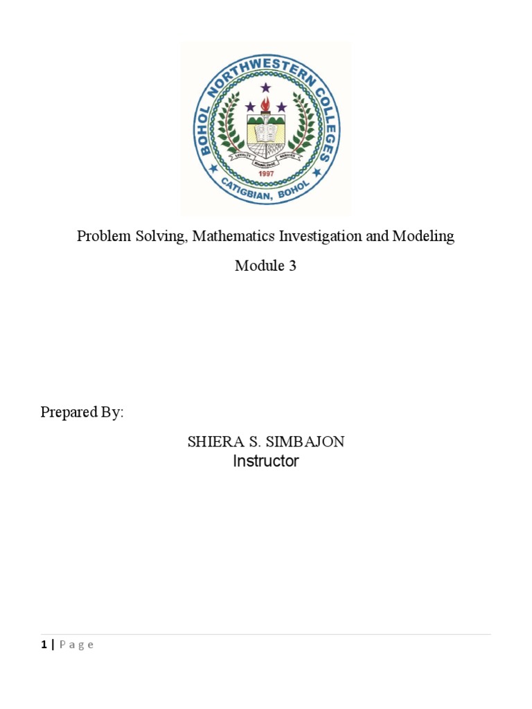 Problem Solving, Mathematics Investigation and Modeling | PDF | Teachers | Mathematics