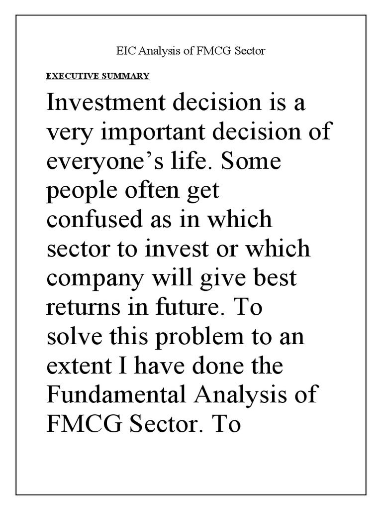 EIC Analysis of FMCG Sector | PDF | Dividend | Net Income