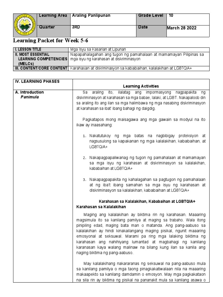 Learning Packet Ap 10 3RD Quarter | PDF