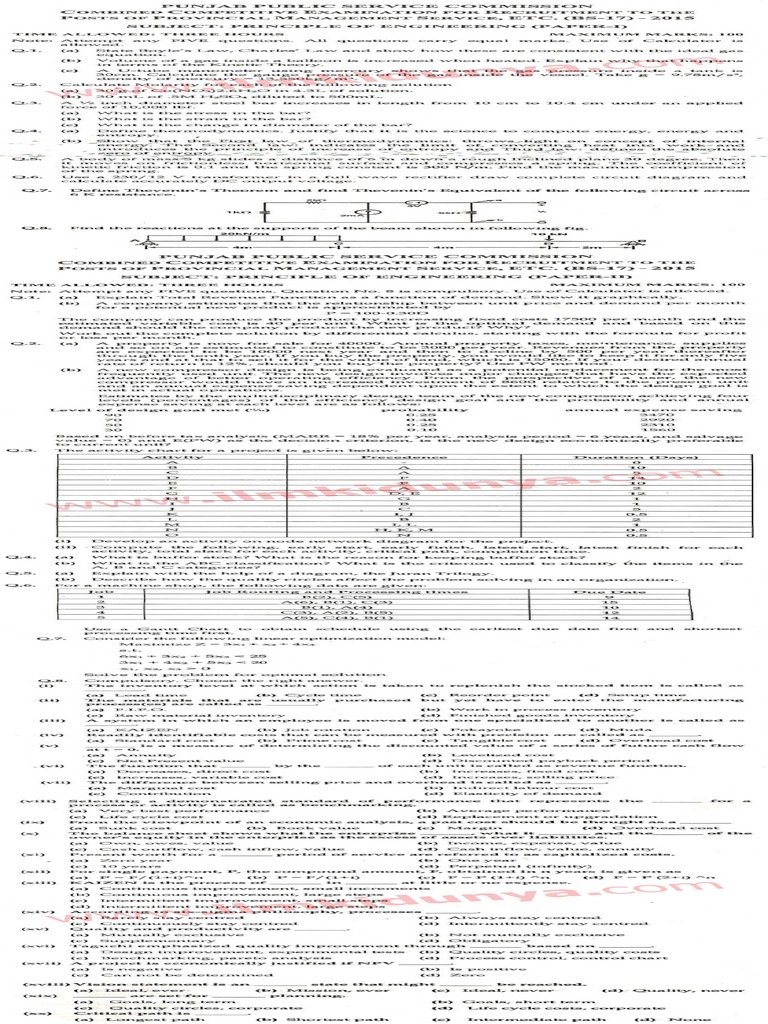 PMS Past Paper 2015 Principles of Engineering | PDF