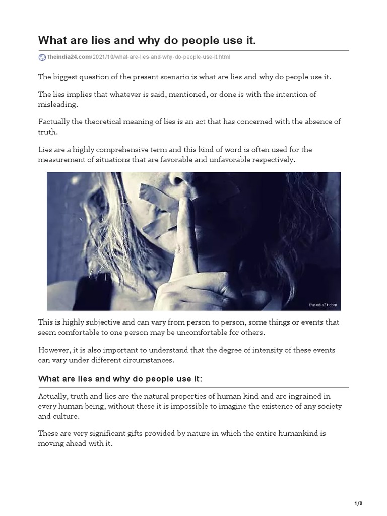 What Are Lies and Why Do People Use Them. | PDF | Truth | Faith