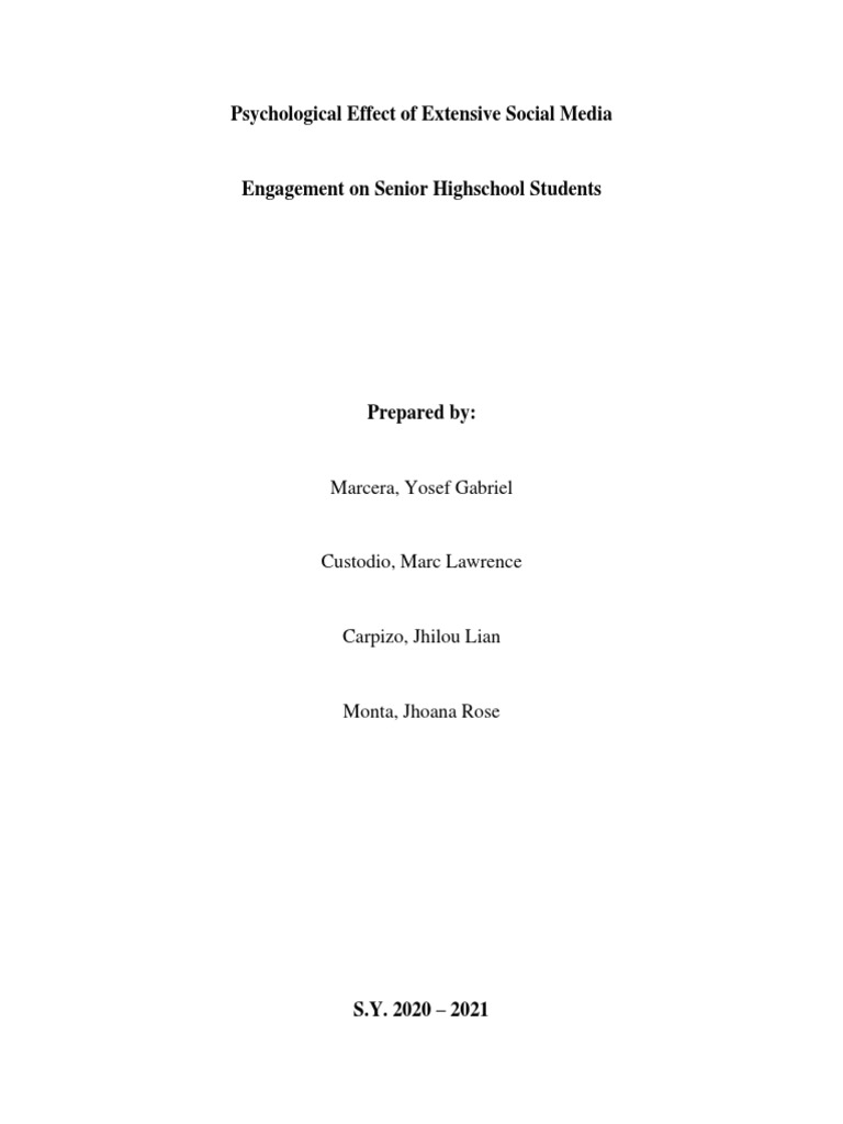 Psychological Effect of Extensive Social Media Engagement On Senior ...