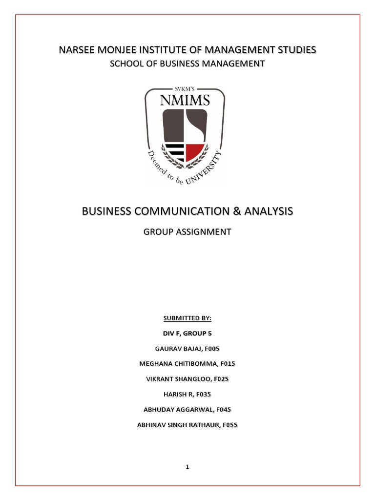 Business Communication & Analysis: Narsee Monjee Institute of Management Studies | PDF | Brand ...