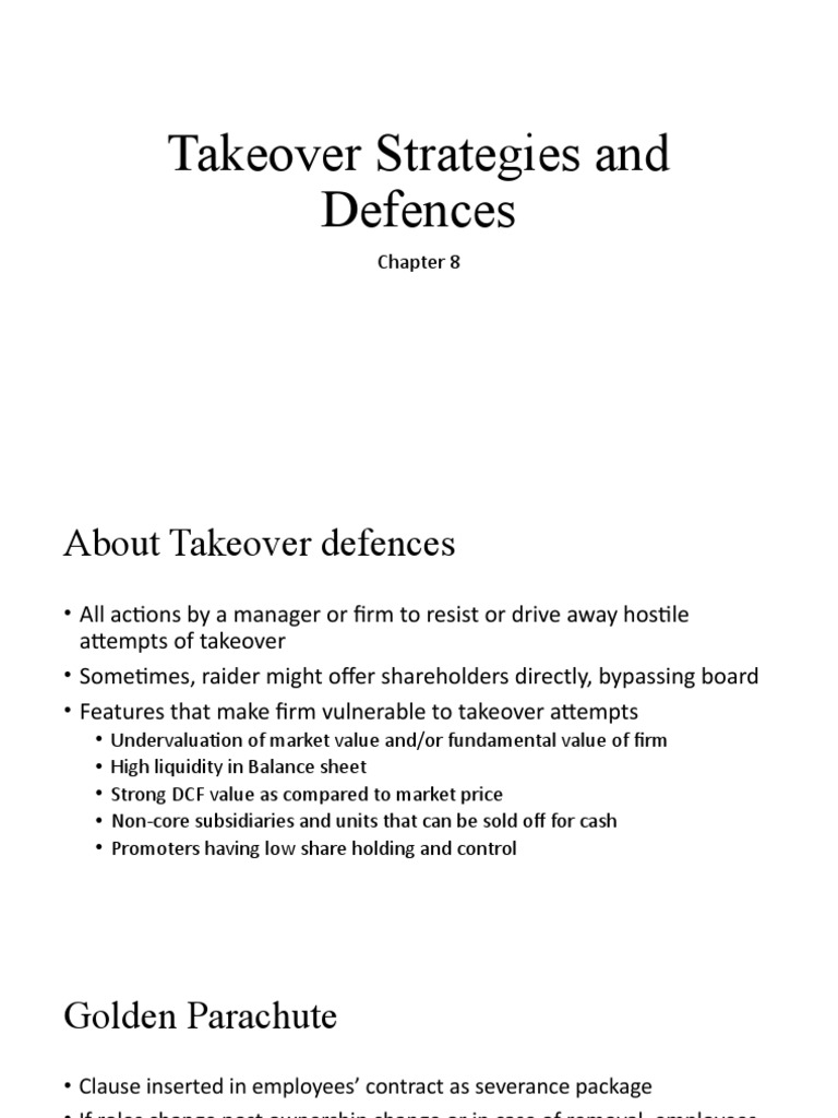 Takeover Strategies and Defences | PDF | Leveraged Buyout | Takeover