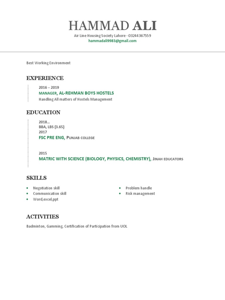 Hammad 70075206 CV | PDF