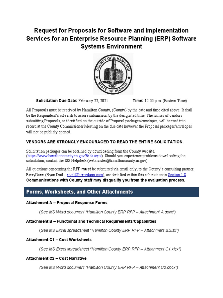 Hamilton County ERP RFP - Specifications | PDF | Enterprise Resource ...