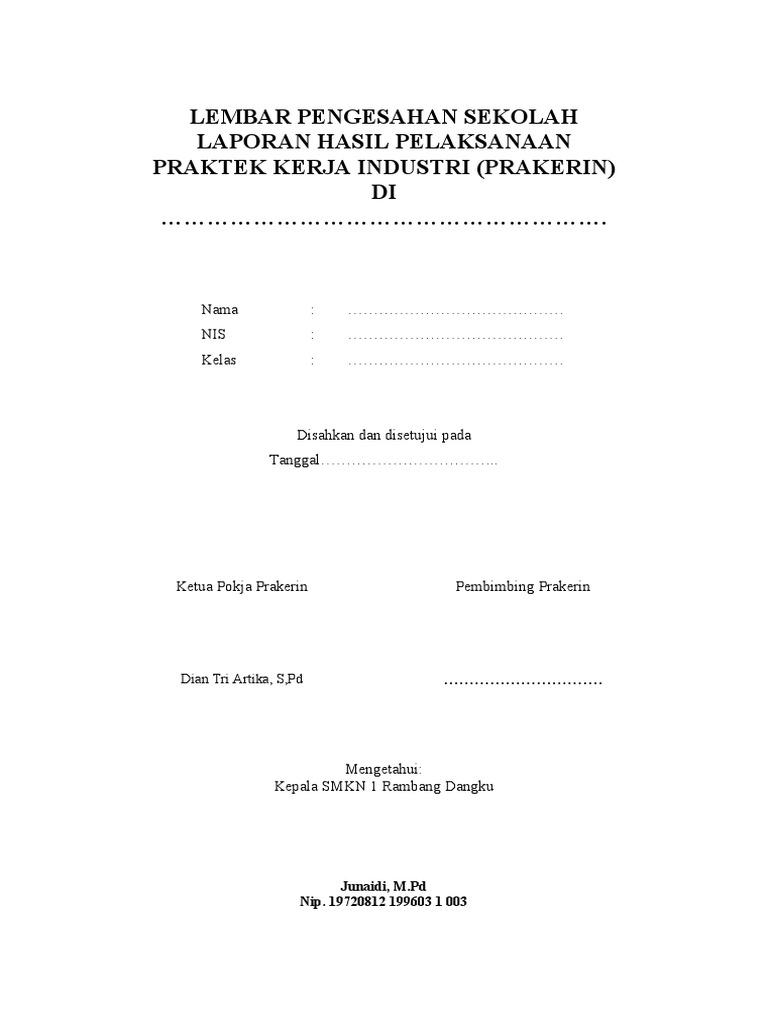 Lembar Pengesahan Laporan Magang | PDF | Karier & Perkembangan