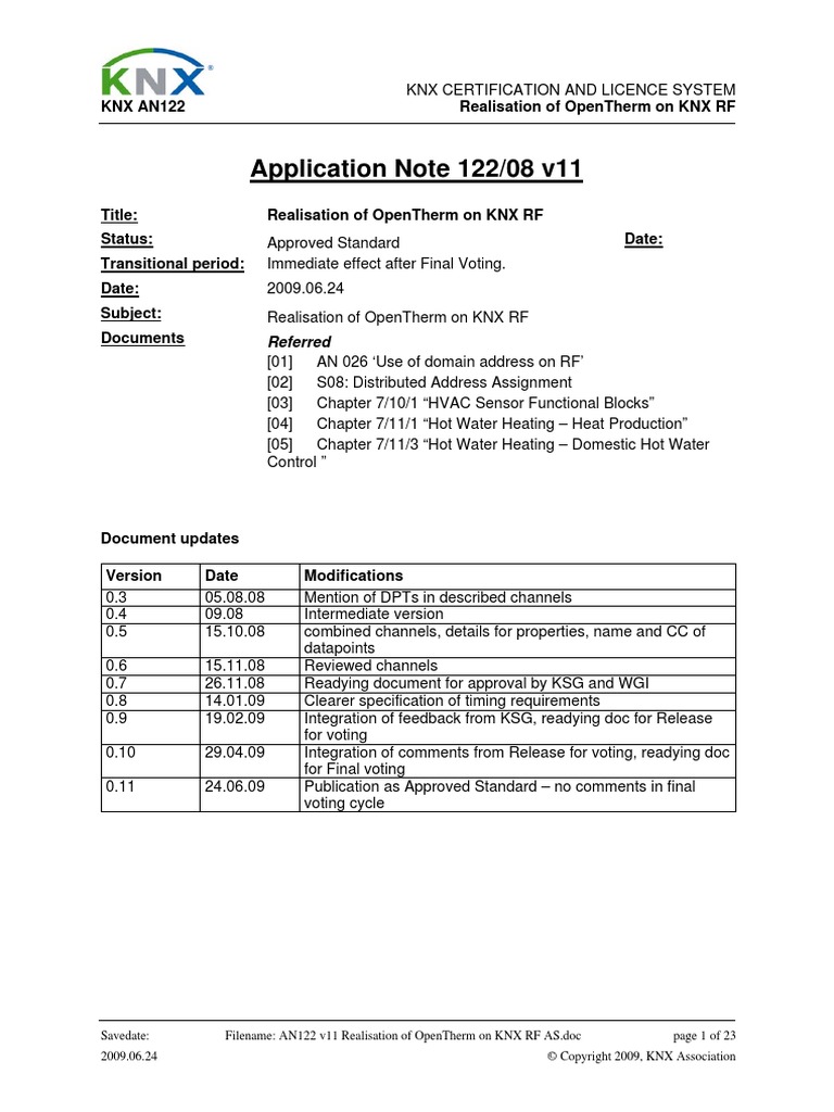 AN122 v11 Realisation of OpenTherm On KNX RF AS | PDF | Interface ...