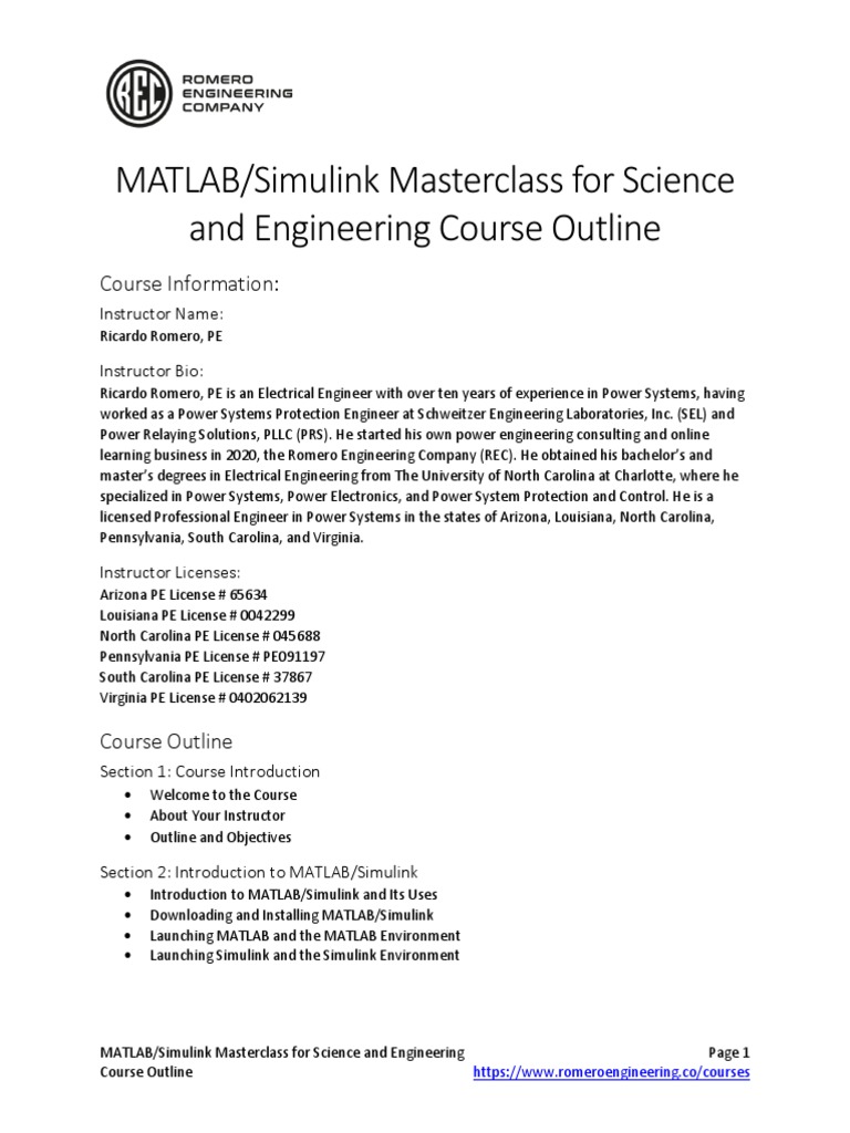 MATLAB/Simulink Masterclass Overview | PDF | Matlab | Engineering